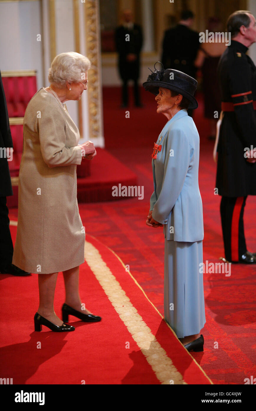 Mrs Janet Dean from Wirral is made an MBE by The Queen at Buckingham ...