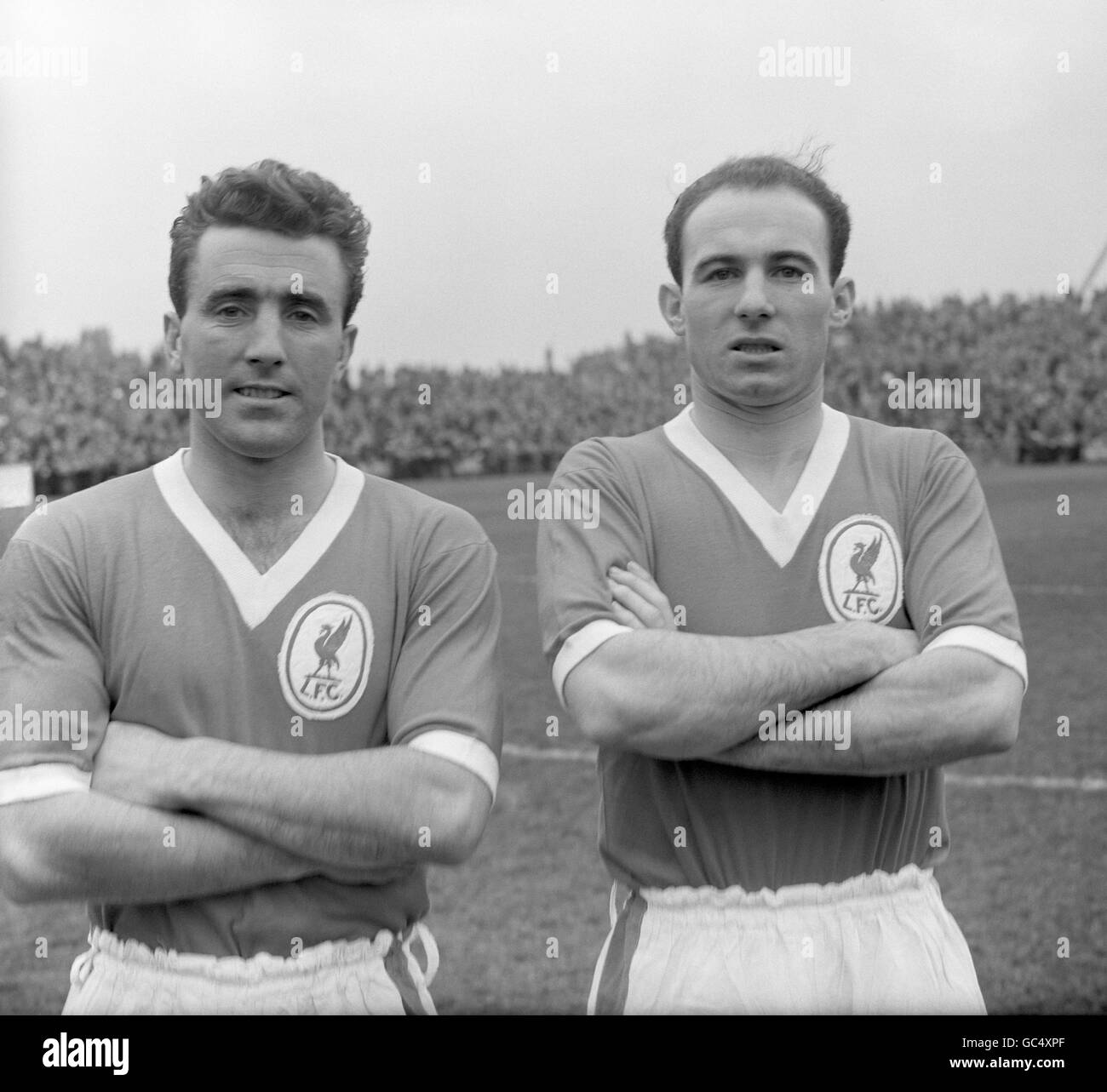 Left - Roy Saunders, the Liverpool left-half and James Melia, the ...