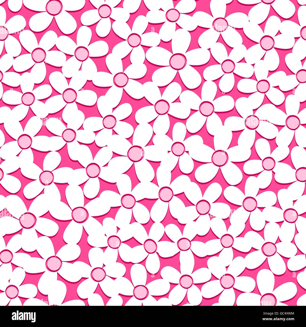 Cute white flowers on pink background seamless pattern Stock Vector ...