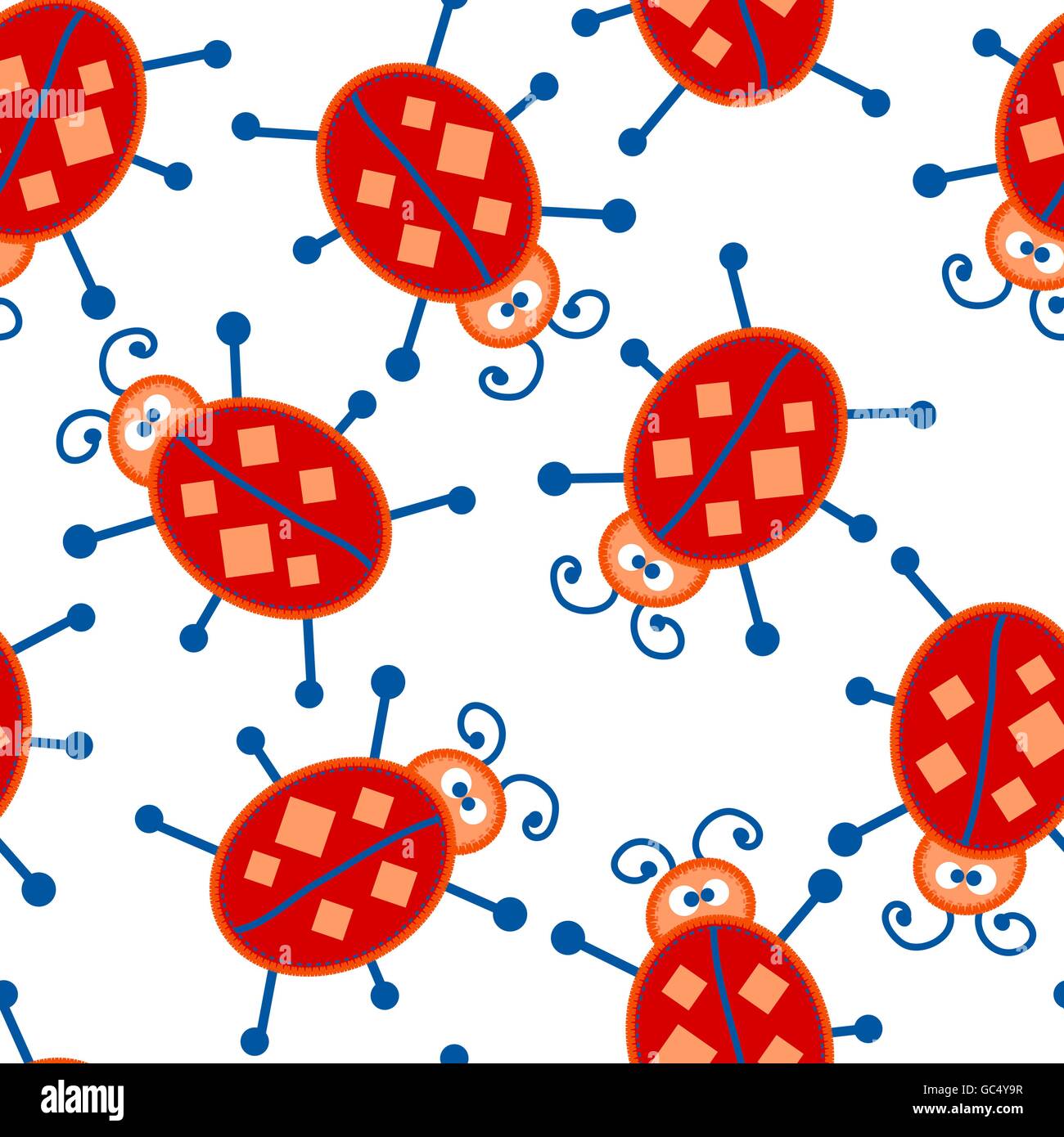 Cute red bugs in a seamless pattern Stock Vector Image & Art - Alamy