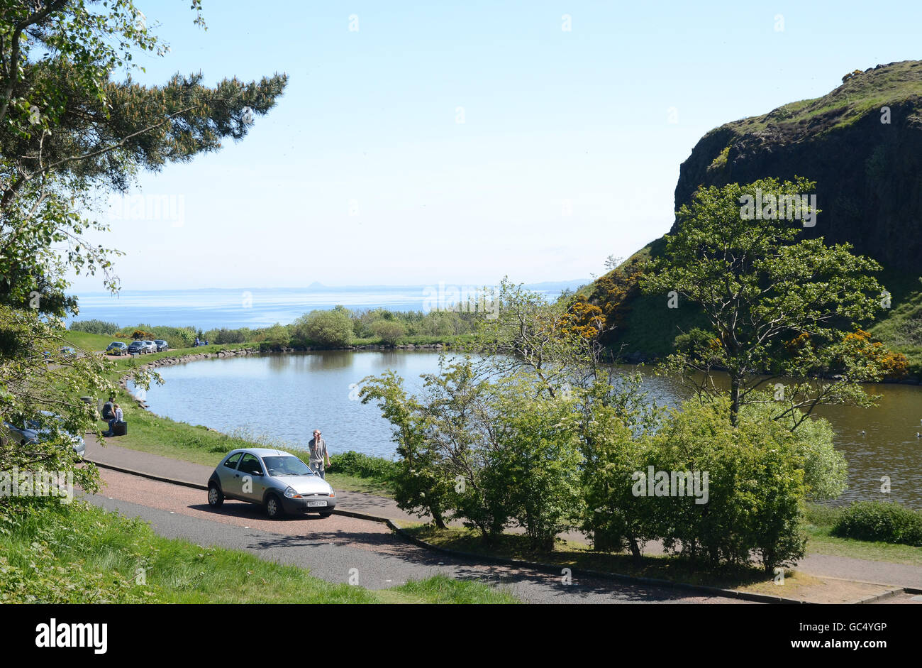 View of lake from Arthur's Seat, Edinburgh Stock Photo - Alamy