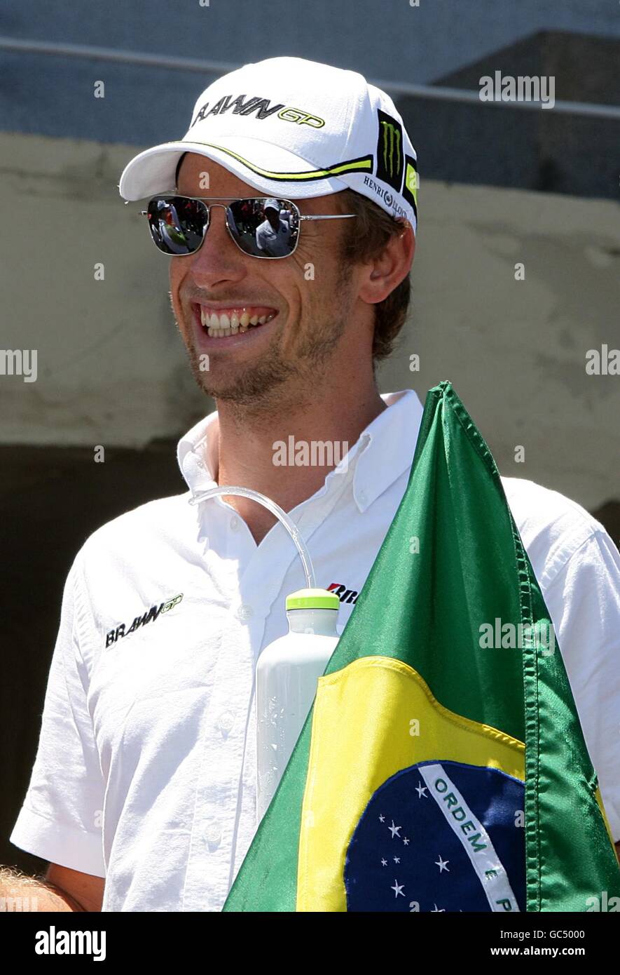 Brawn GP driver Jenson Button prior to the Brazilian Grand Prix at ...