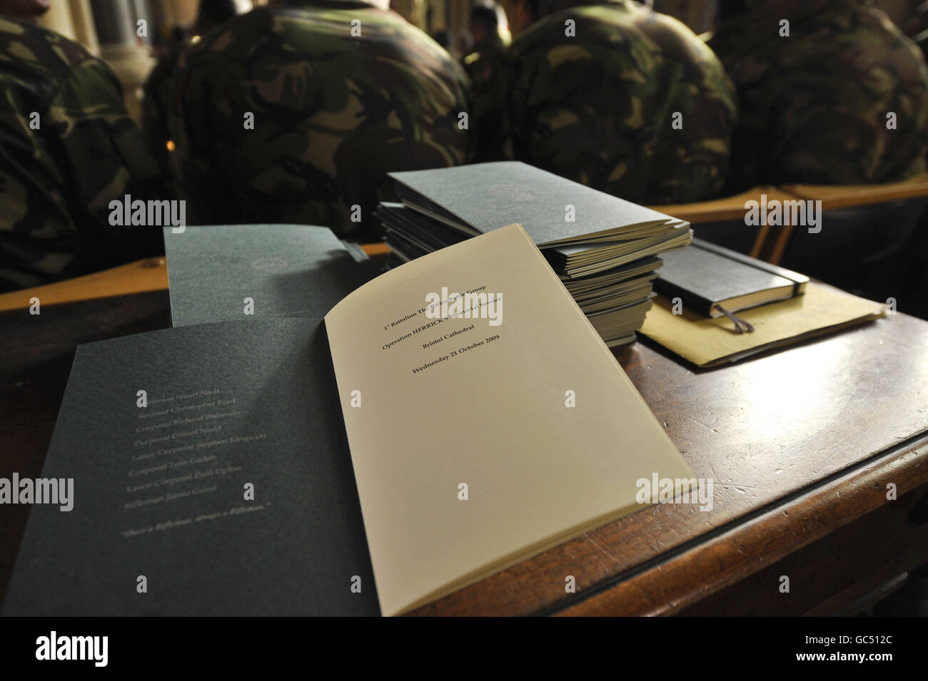 An order of service inside Bristol Cathedral for a memorial service in ...