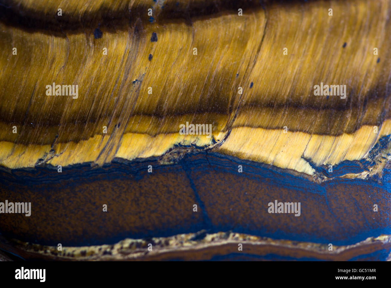 gemstone known as tiger eye or cat eye with a golden color contrasted ...