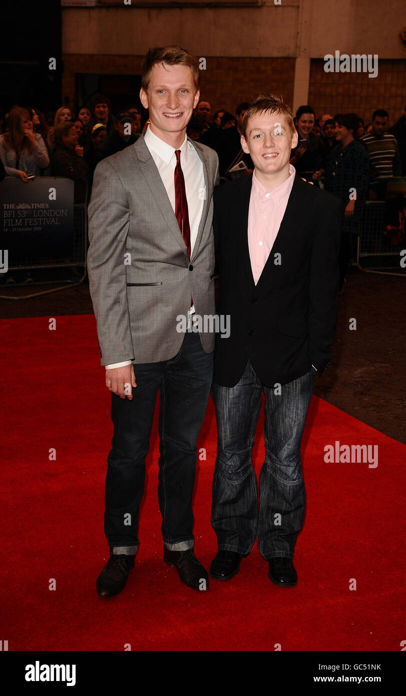 Director Tom Harper (left) and Thomas Turgoose arrive at the premiere ...