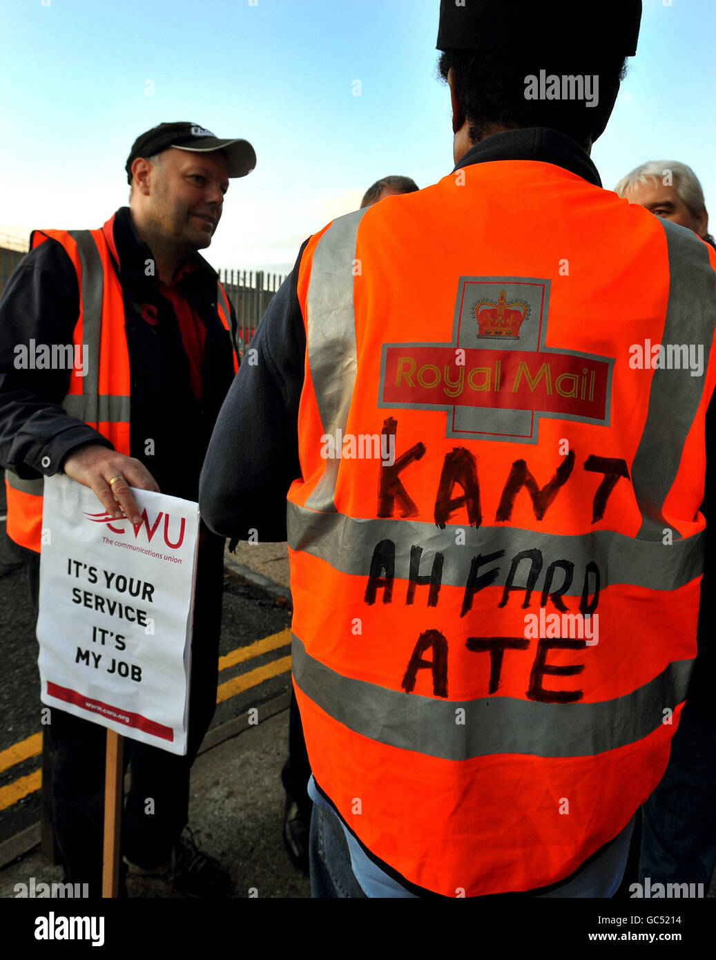 Group of striking post office workers form picket line hi-res stock ...