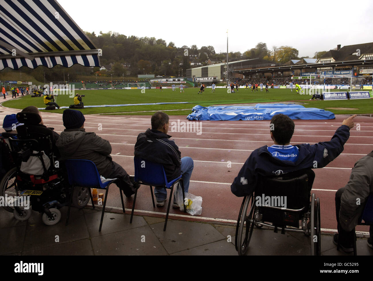 Disabled fans watch the Coca-Cola League One match at the Withdean ...