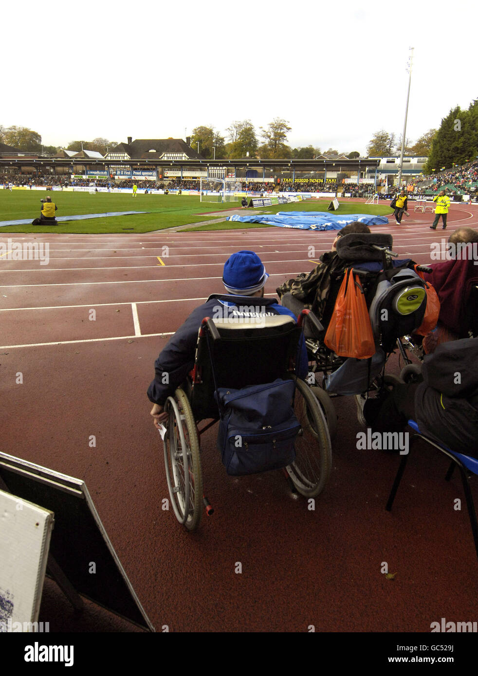 Disabled fans watch the Coca-Cola League One match at the Withdean ...