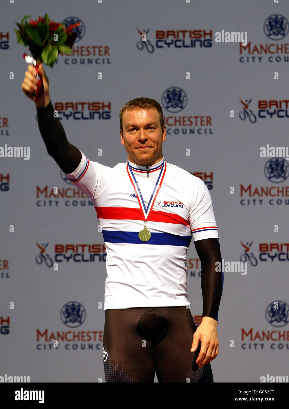 Chris Hoy with his gold medal he won in the Keirin during the British National Senior Track ...