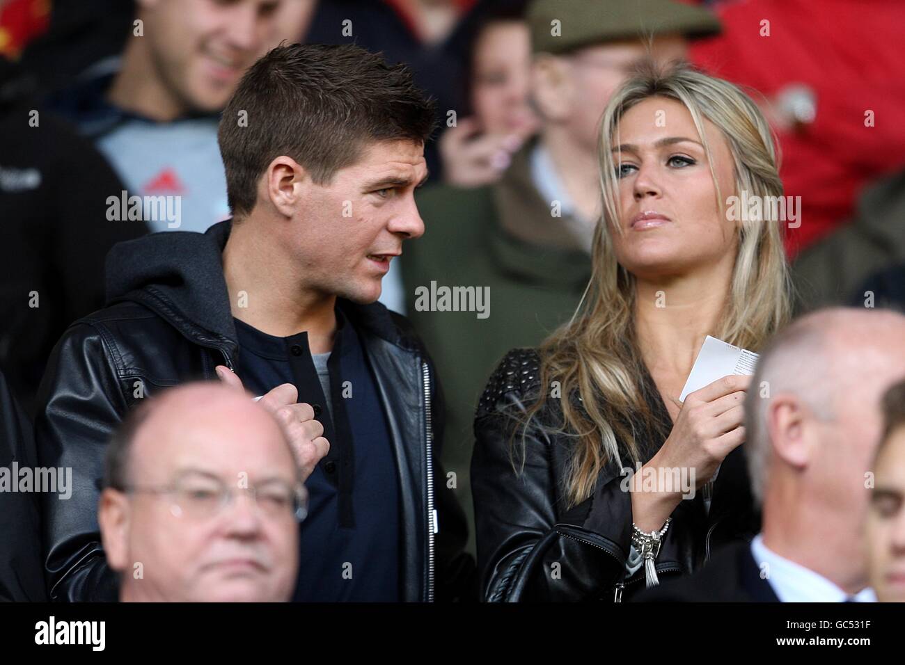 Liverpools steven gerrard left with wife alex curran in the hi-res ...