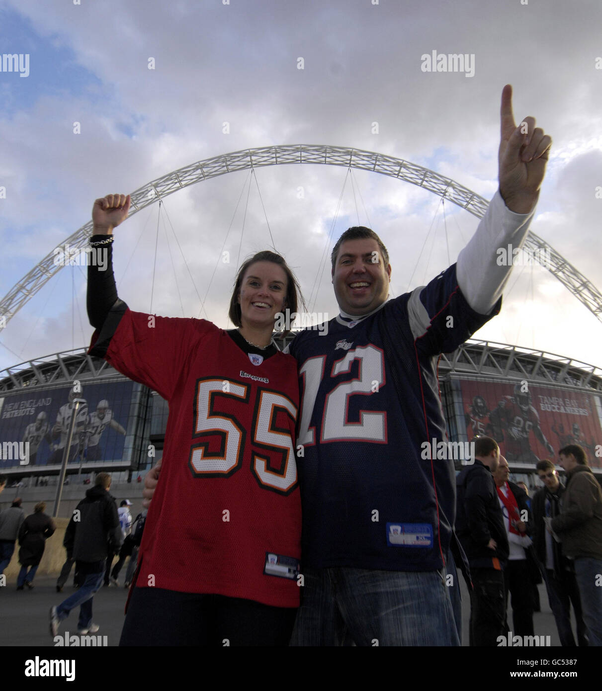 Fans make their way to the NFL match at Wembley Stadium, London Stock ...