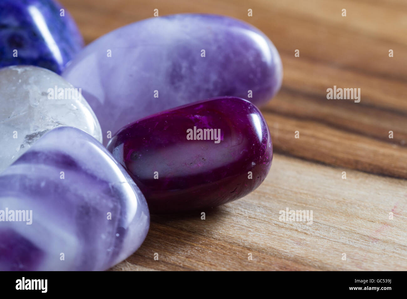 closeup of a group of polished stones in different shades of color ...