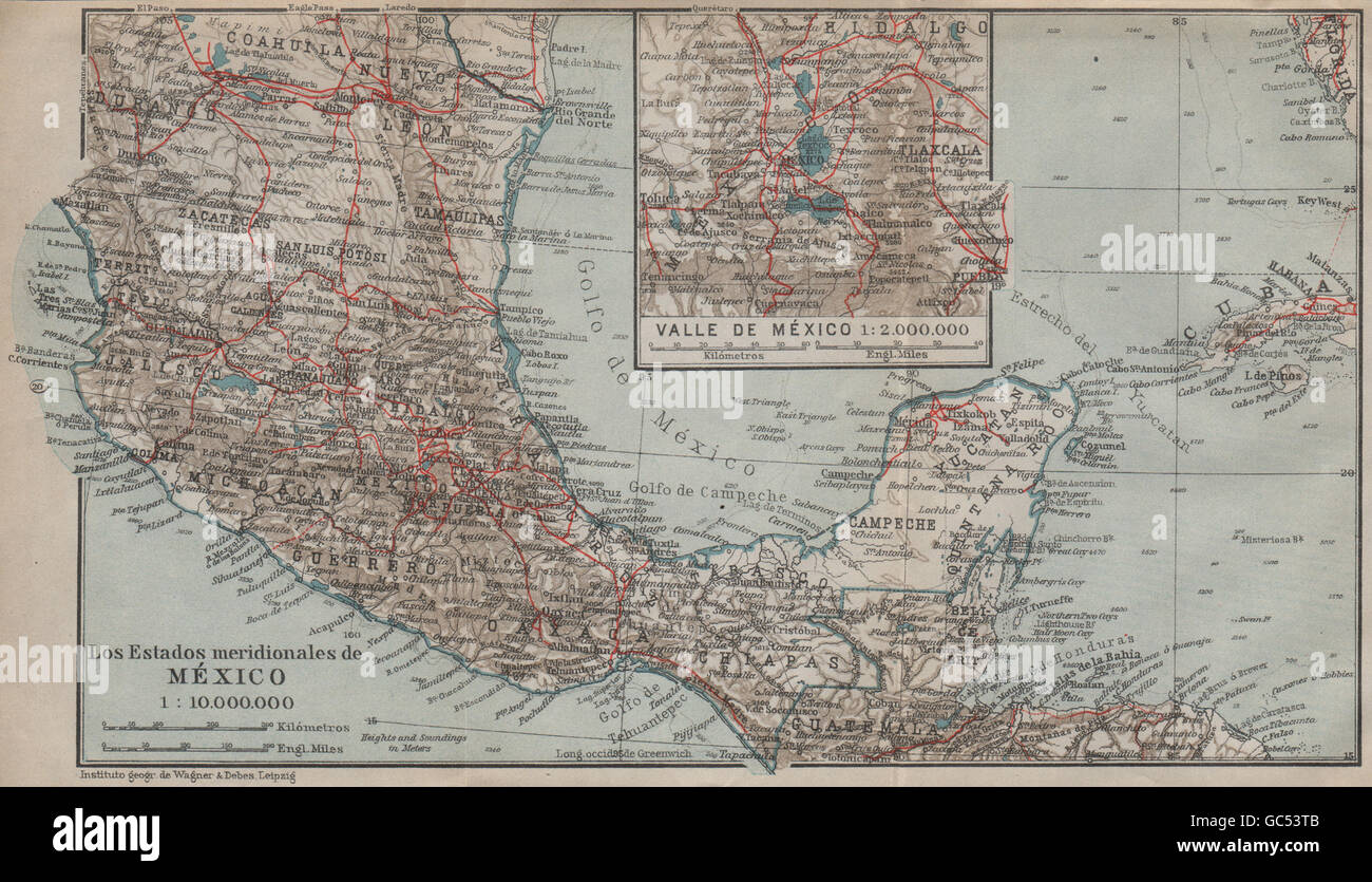 SOUTHERN MEXICO. ESTADOS MERIDIONALES DE MÉXICO. Valle de Mexico mapa ...