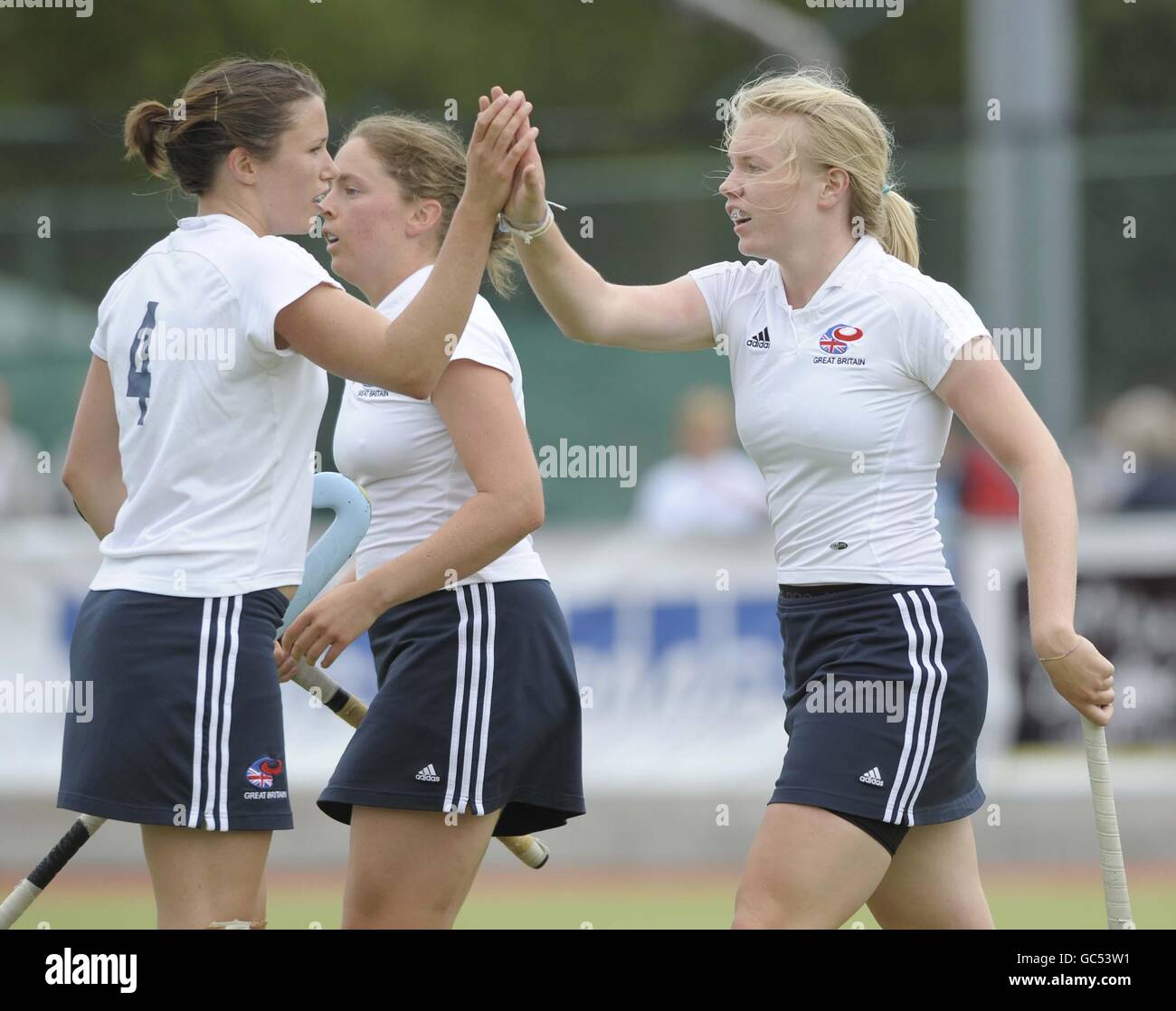 Great Britain's Charlotte Craddock (right) celebrates her goal with ...