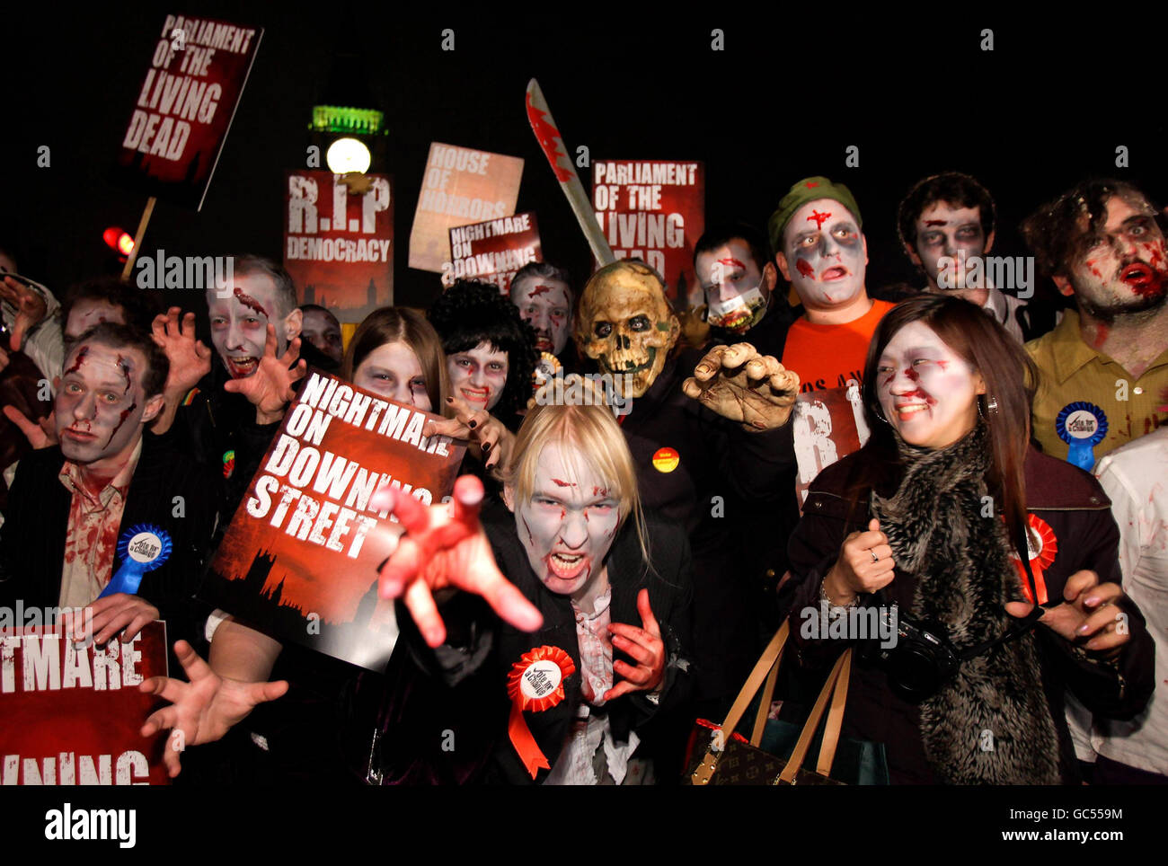 Campaigners dressed as undead politicians in Westminster protest over ...