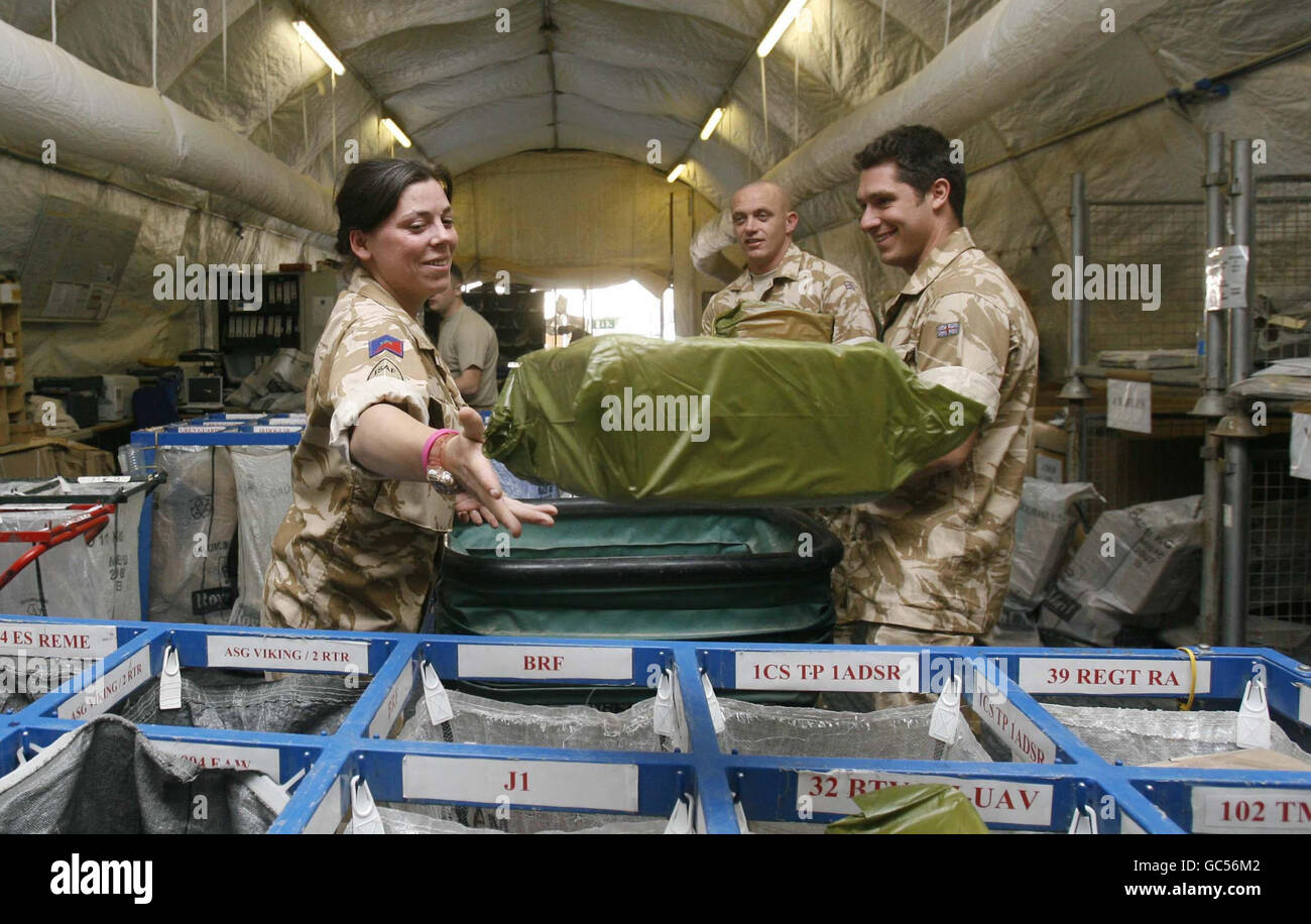 Mail sorting office at Camp Bastion in Afghanistan Stock Photo - Alamy