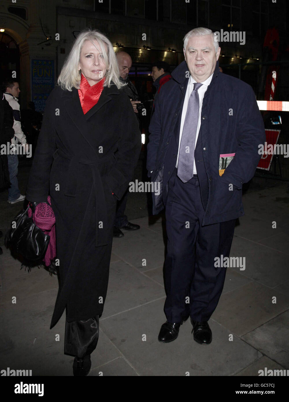 Norman Lamont and guest arriving for the Nicky Haslam book launch party ...