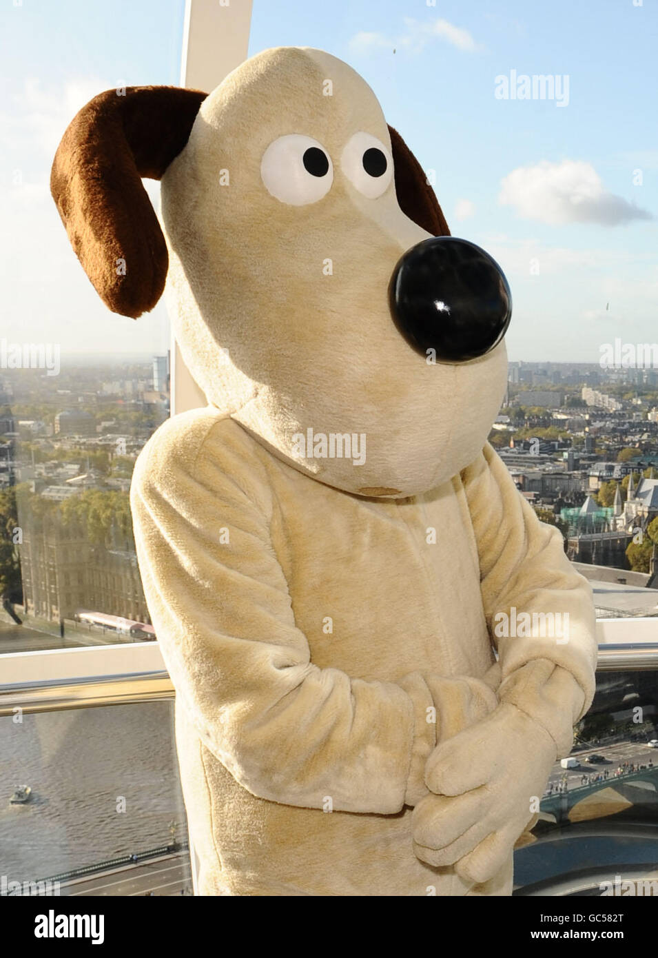 Gromit is seen on the London Eye celebrating his 20th birthday with a ...