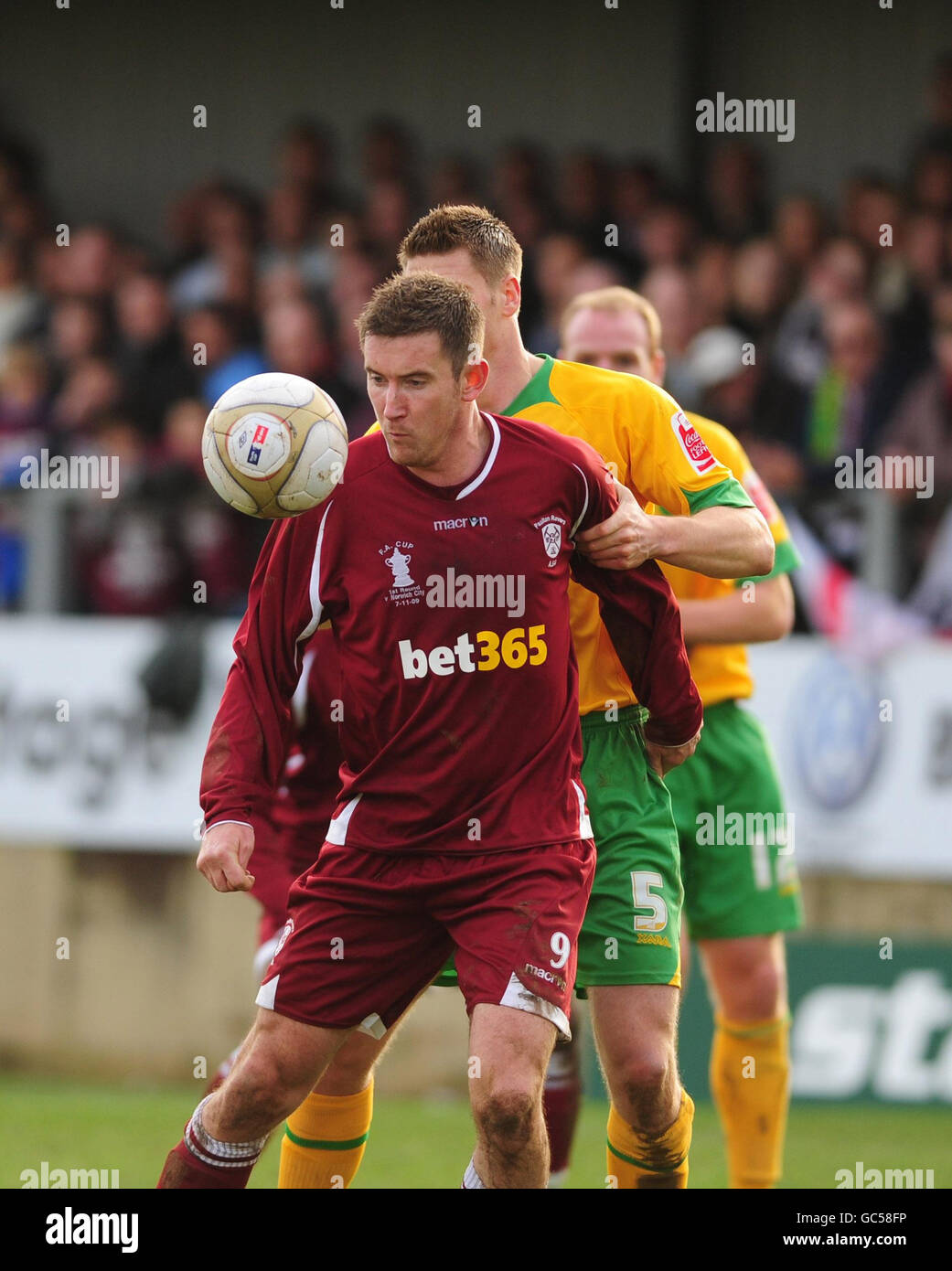 Paulton Rovers Rob Claridge (left) in action during the FA Cup First ...