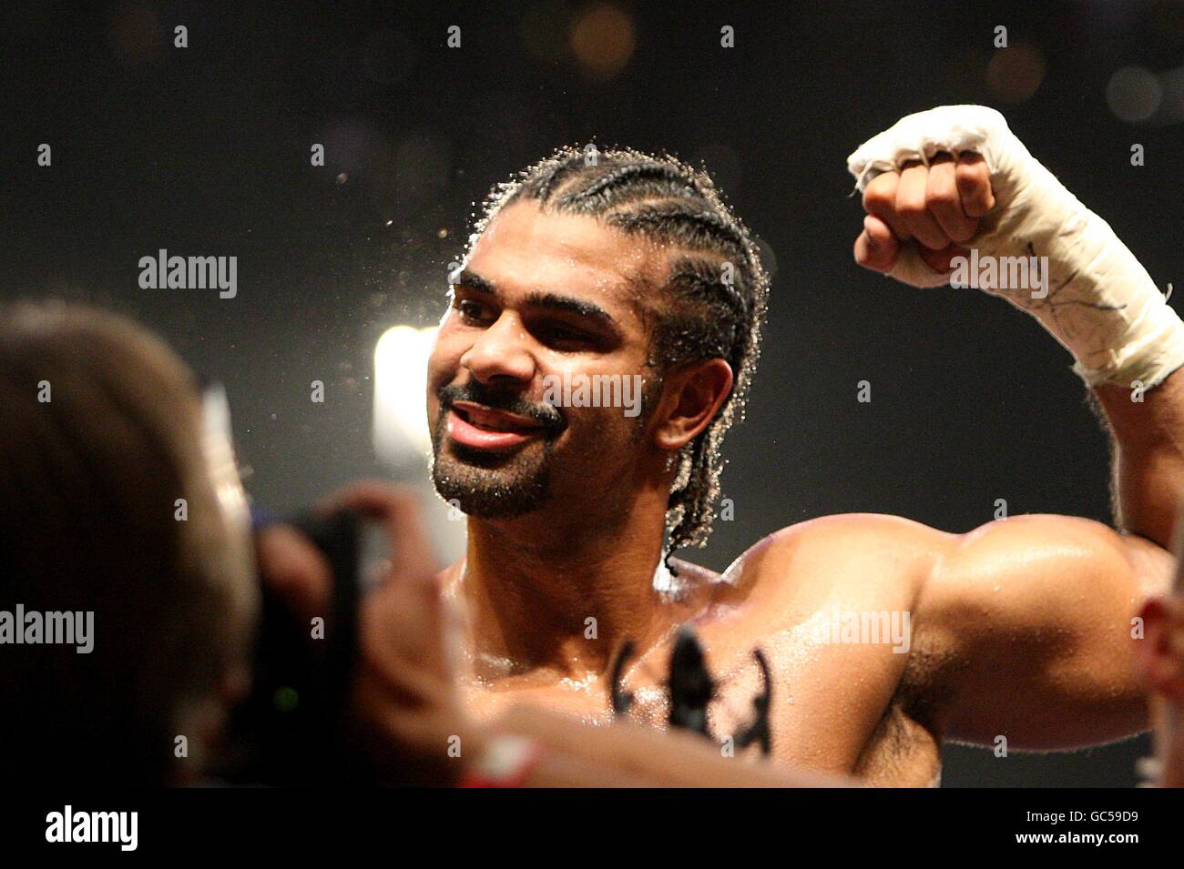 David Haye celebrates victory following the WBA World Heavyweight title ...
