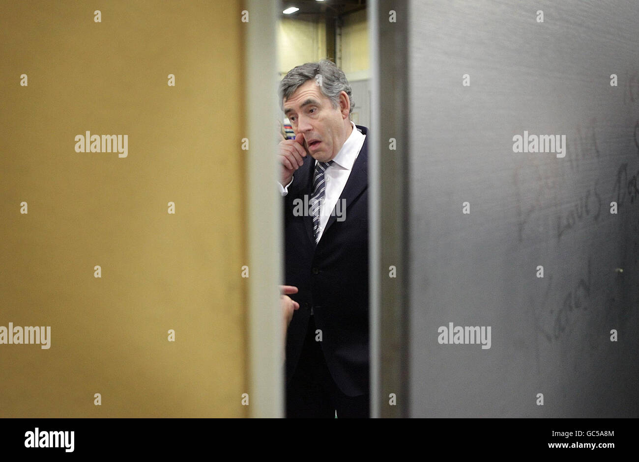 Prime Minister Gordon Brown during a visit to a diesel automotive ...