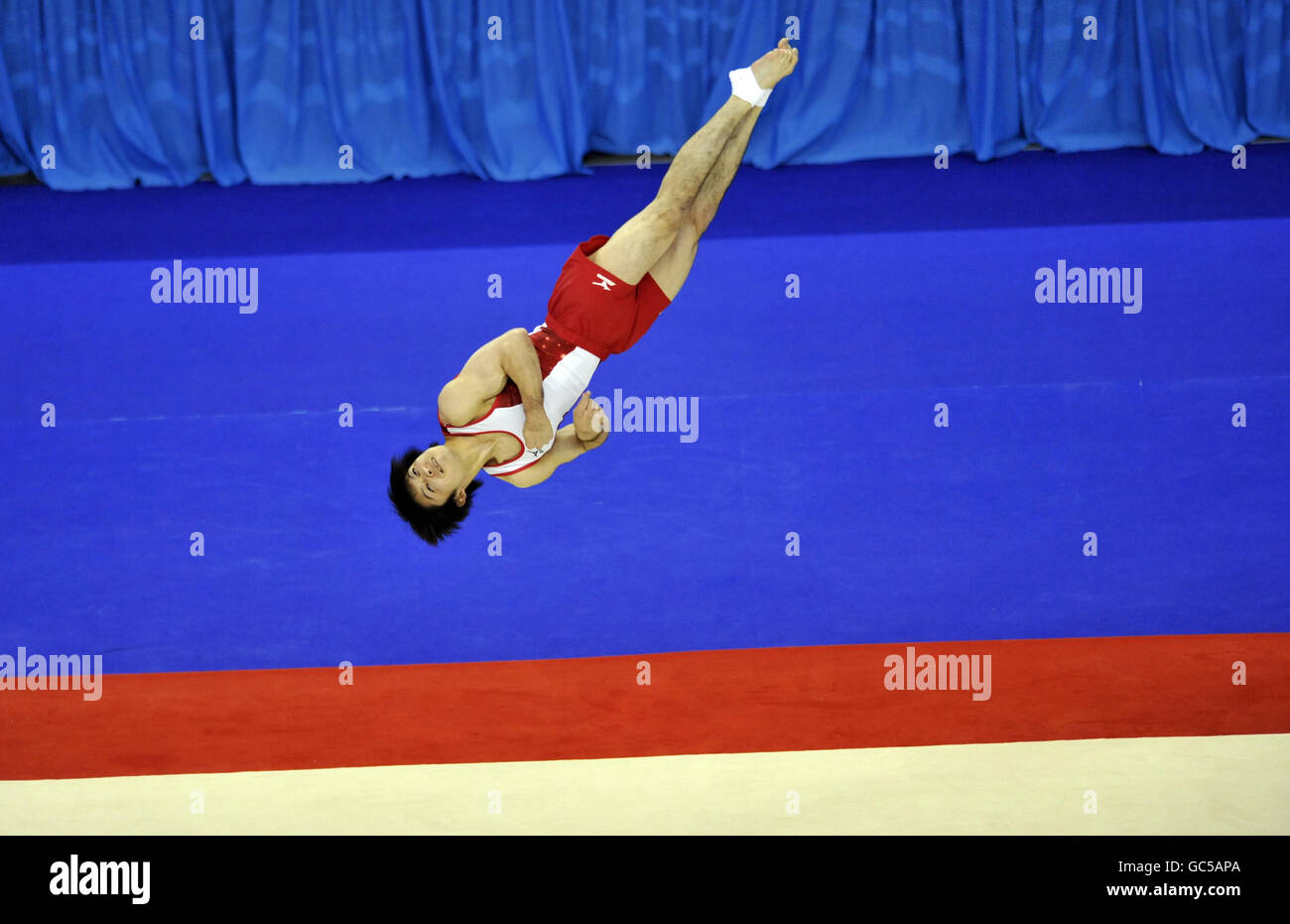 Japan's Kohei Uchimura on floor during the apparatus final during the ...