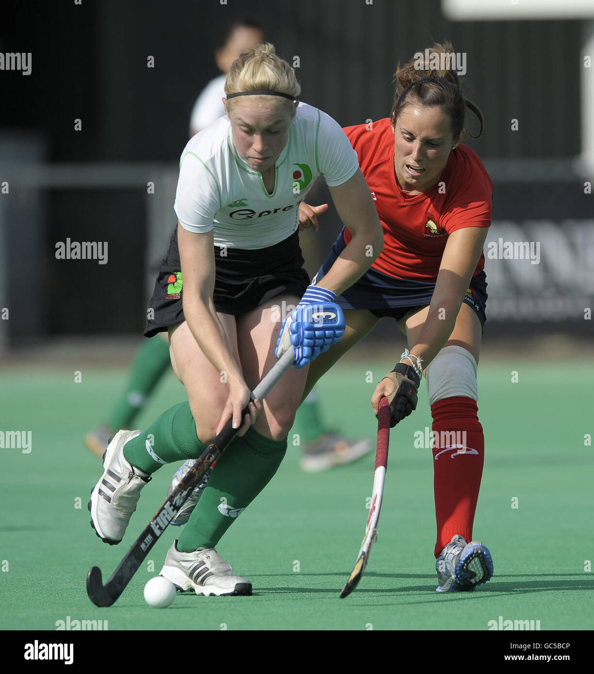 Canterbury's Natalie Seymour (left) battles with Trojan's Heather ...