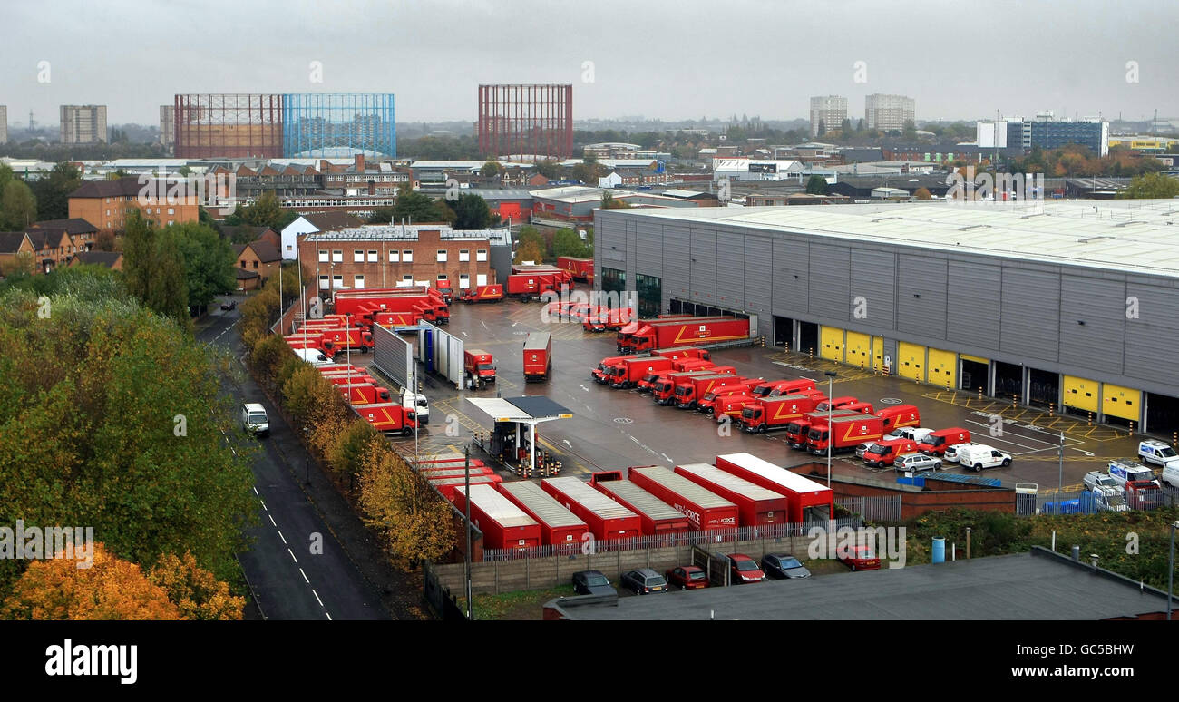 Delivery vehicles parked in the yard at Birmingham's main sorting ...