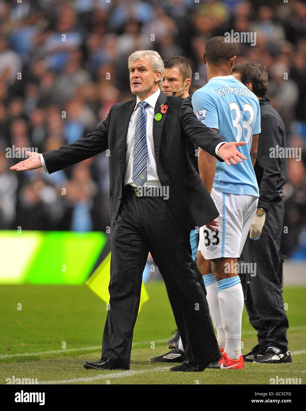 Manchester City manager Mark Hughes, on the touchline Stock Photo - Alamy