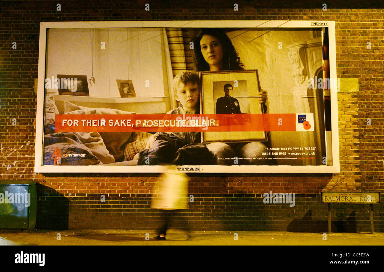 Poppy Appeal poster defaced Stock Photo - Alamy