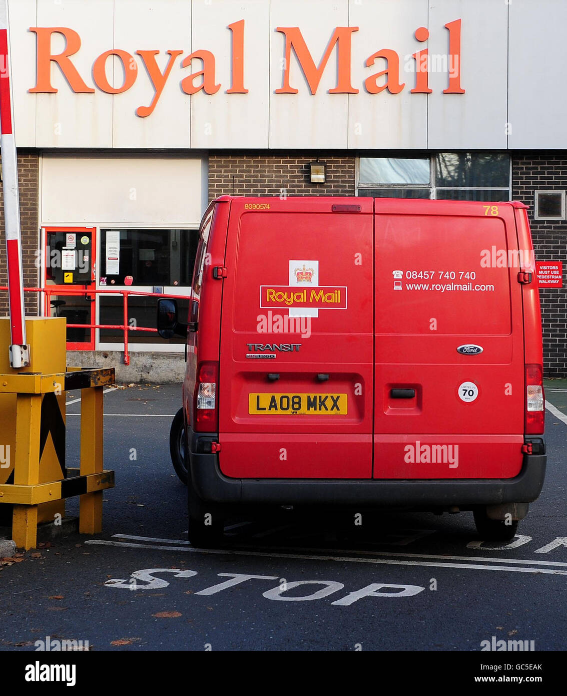 A Royal Mail van enters the Royal Mail Sorting Office in Leeman Road ...