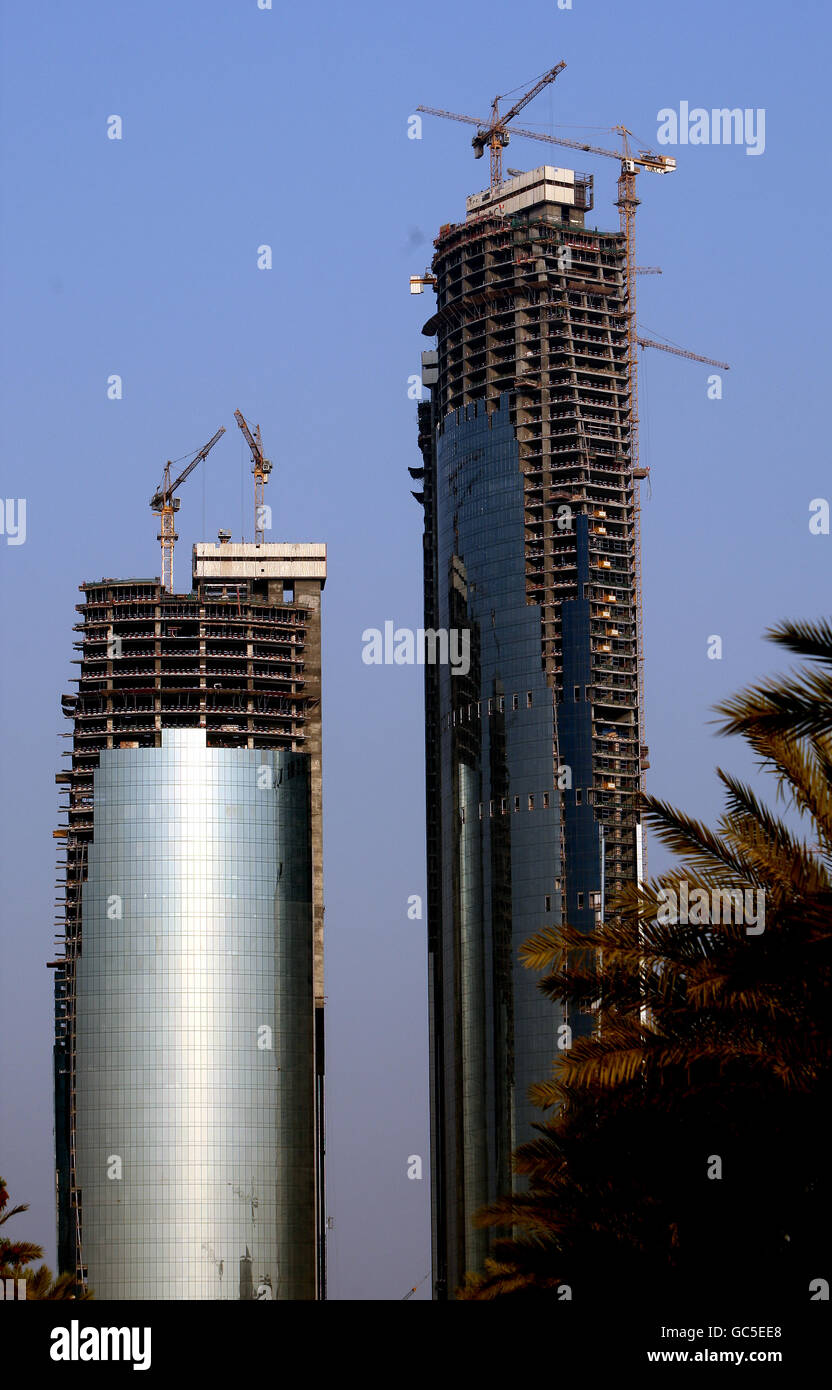 Construction work takes place on the new Ethihad Towers buildings in ...