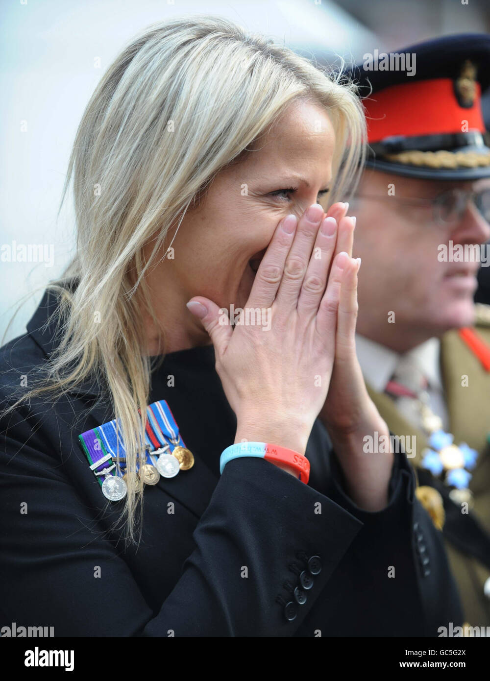 Christina Schmid wife of Staff Sergeant Olaf Schmid talks to the Media ...