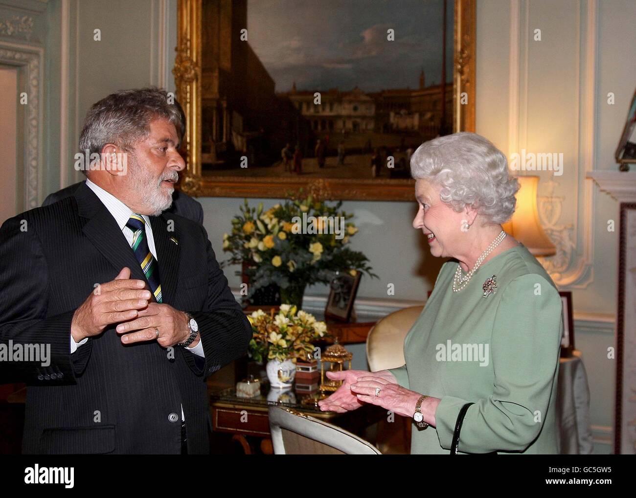 Britain's Queen Elizabeth II receives the President of Brazil, Luiz ...