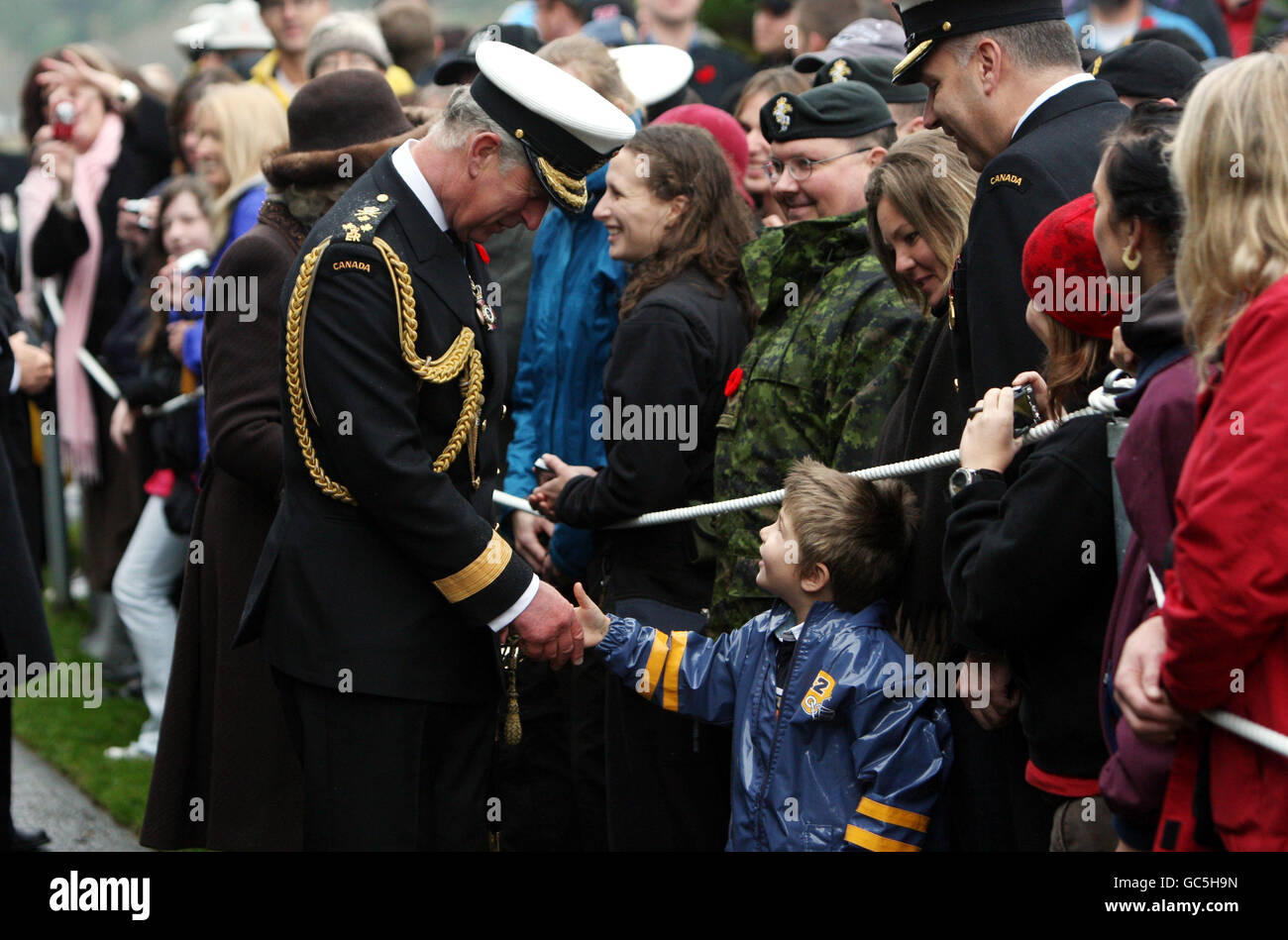 The Prince of Wales arrives at the CFB Esquimalt Naval Base in Victoria ...