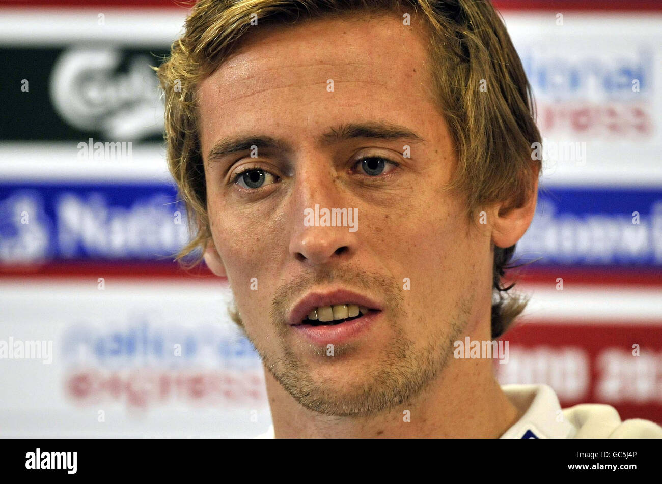 England's Peter Crouch during a press conference at London Colney ...