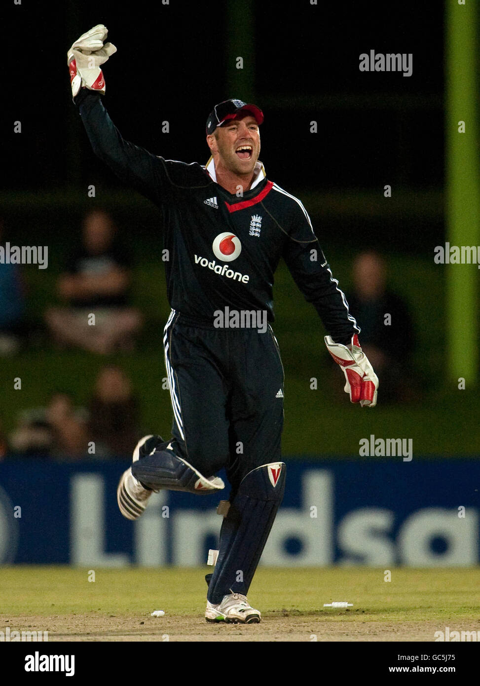 England wicketkeeper Matt Prior celebrates after stumping South Africa ...
