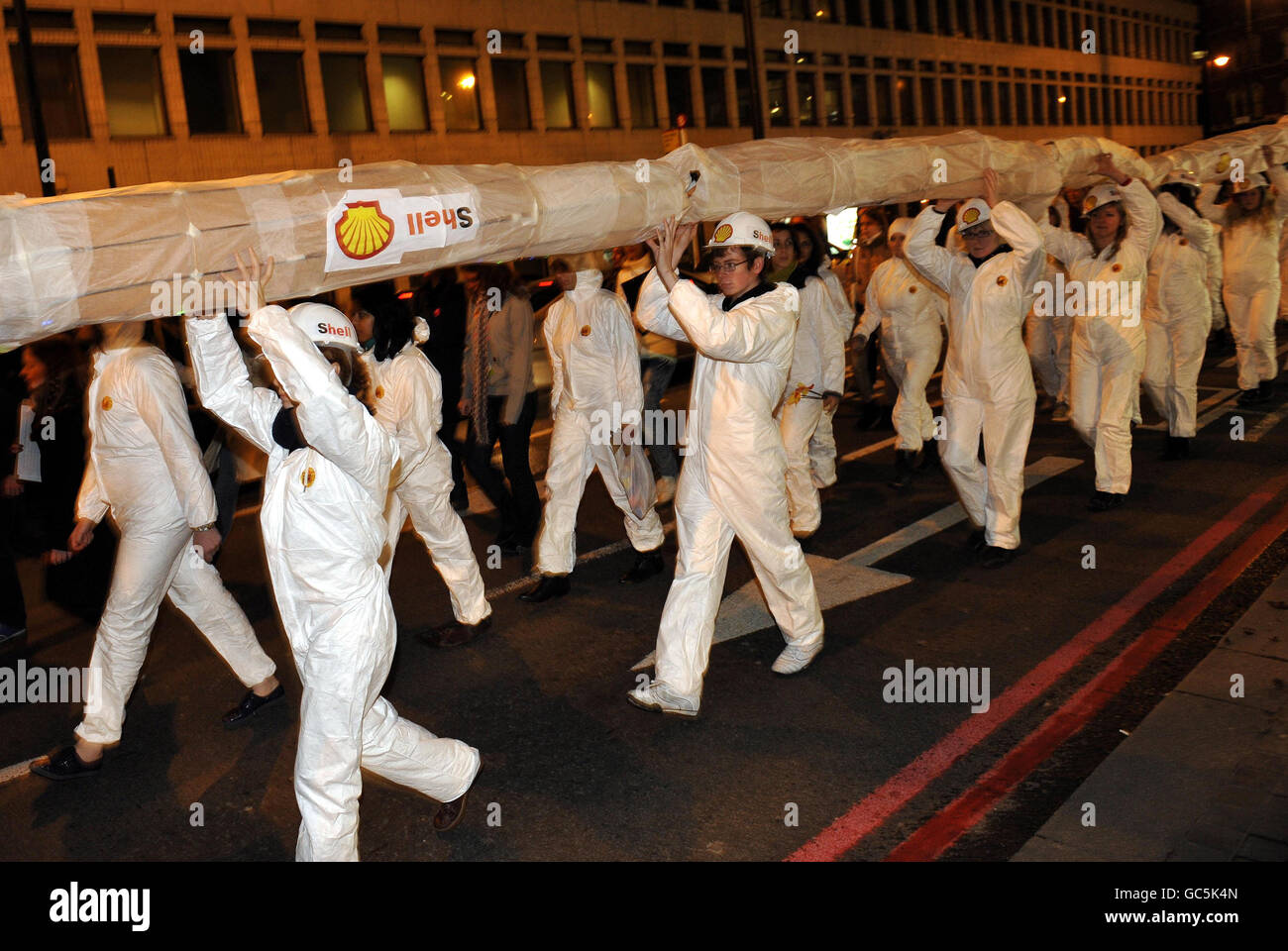 Amnesty International Shell protest Stock Photo - Alamy