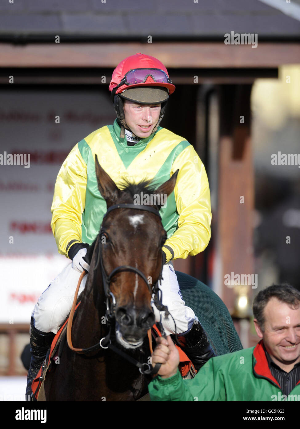 Jockey Andrew Lynch celebrates onboard Sizing Europe after winning The ...