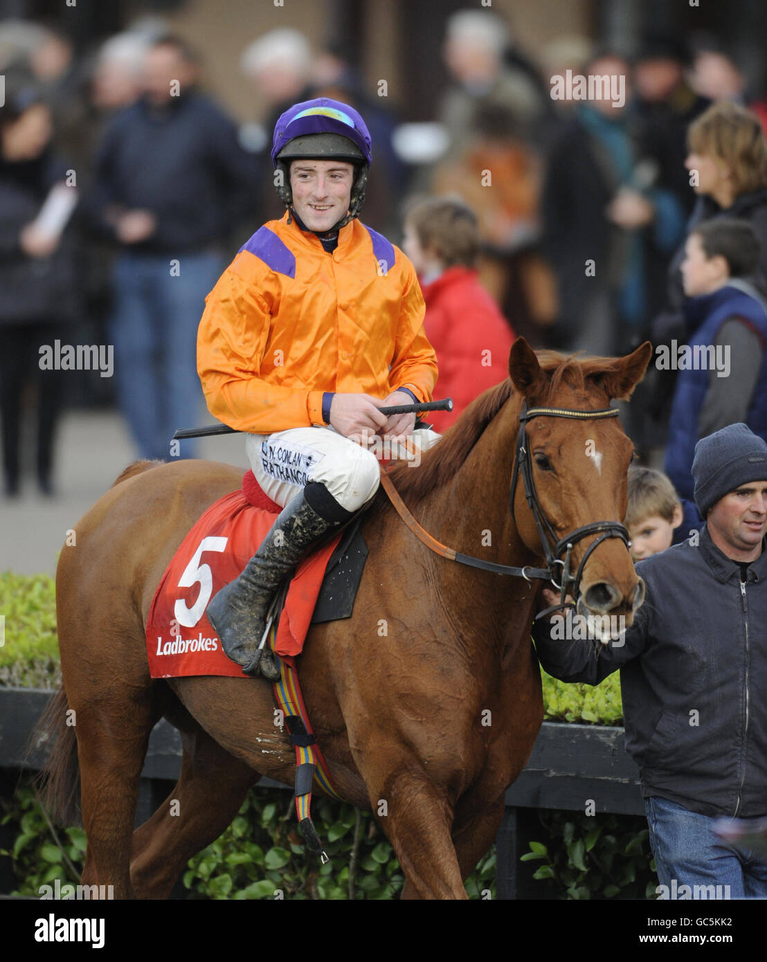 Jockey Paddy Flood celebrates onboard Air Chief after winning The ...