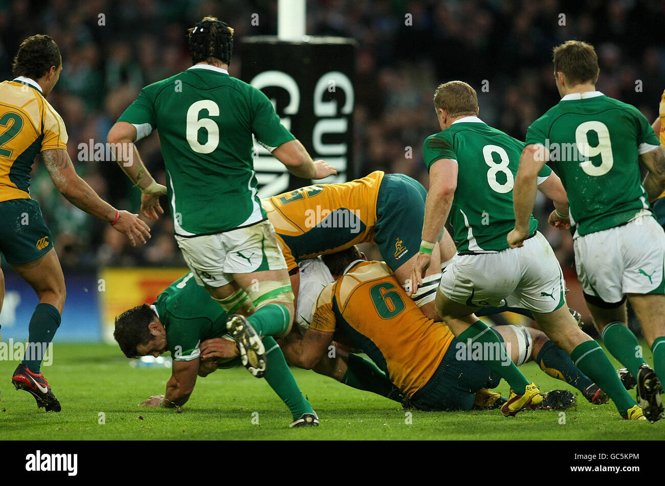 Ireland's Tommy Bowe scores their first try during the Guinness Series ...