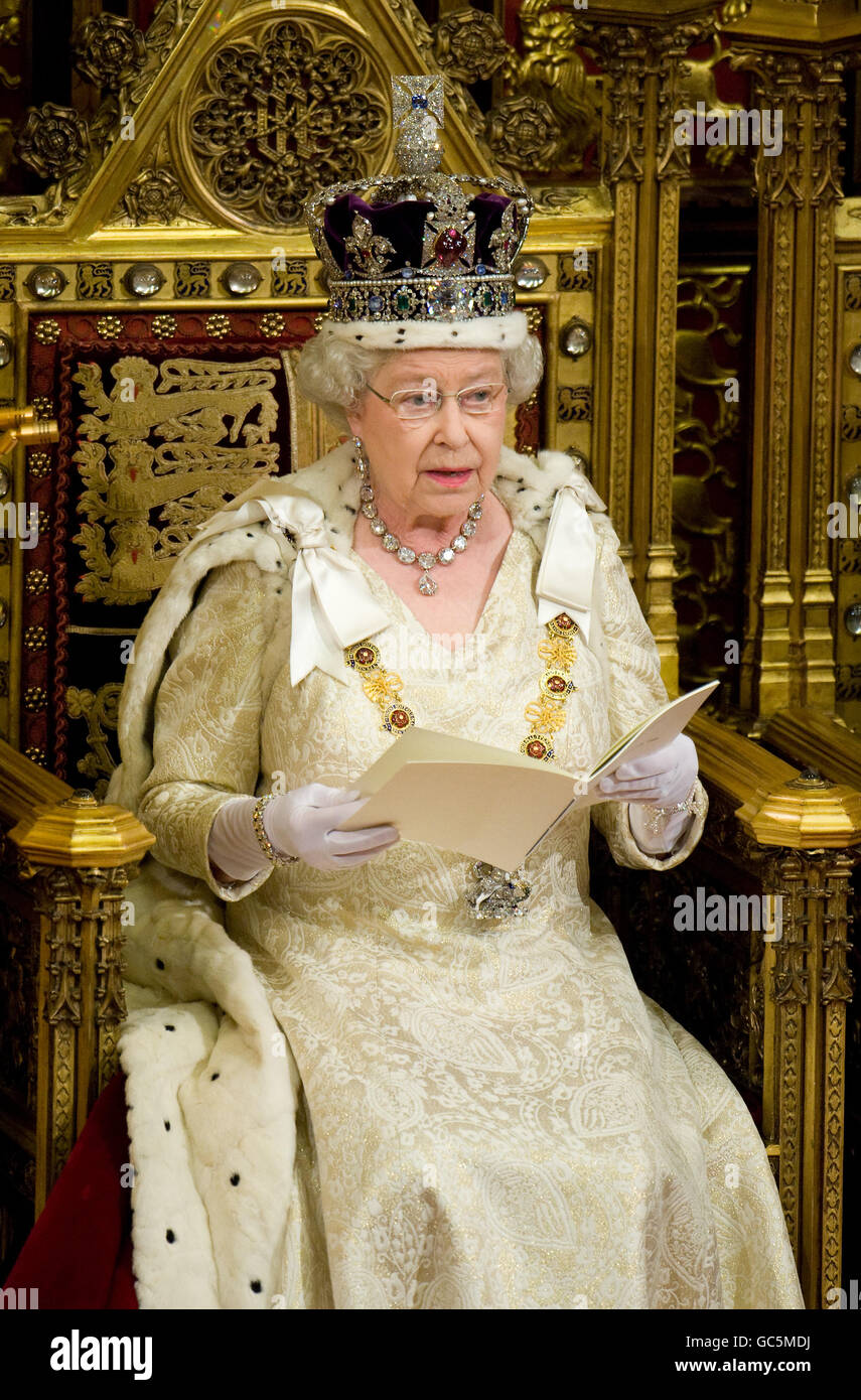 Britain's Queen Elizabeth II delivers her speech during the State ...