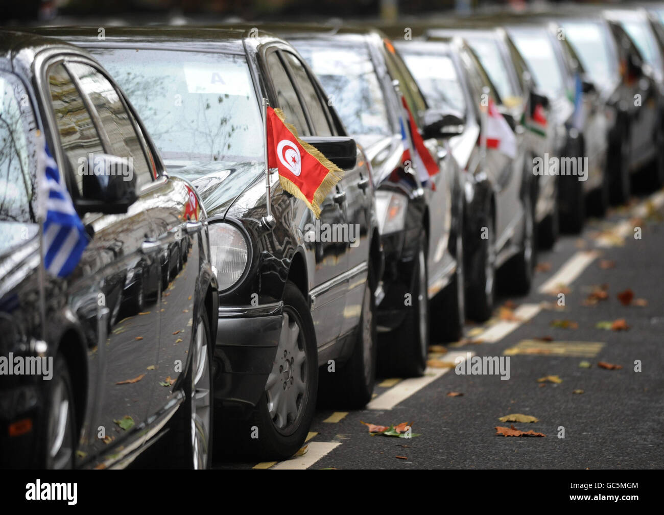 Ambassadors cars parked outside the Houses of Parliament in London ...
