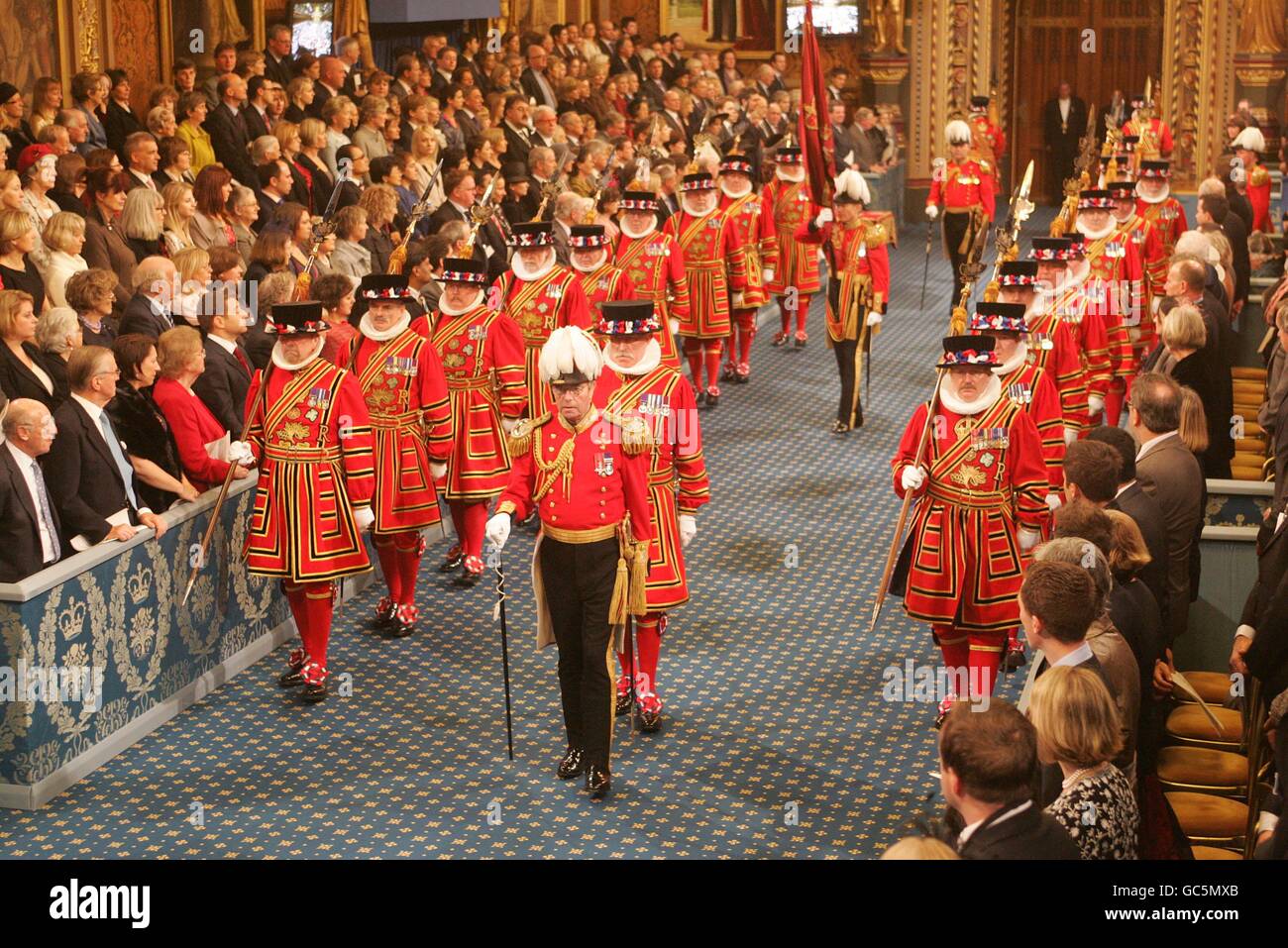 The ceremonial procession through the Royal Gallery as Queen Elizabeth ...