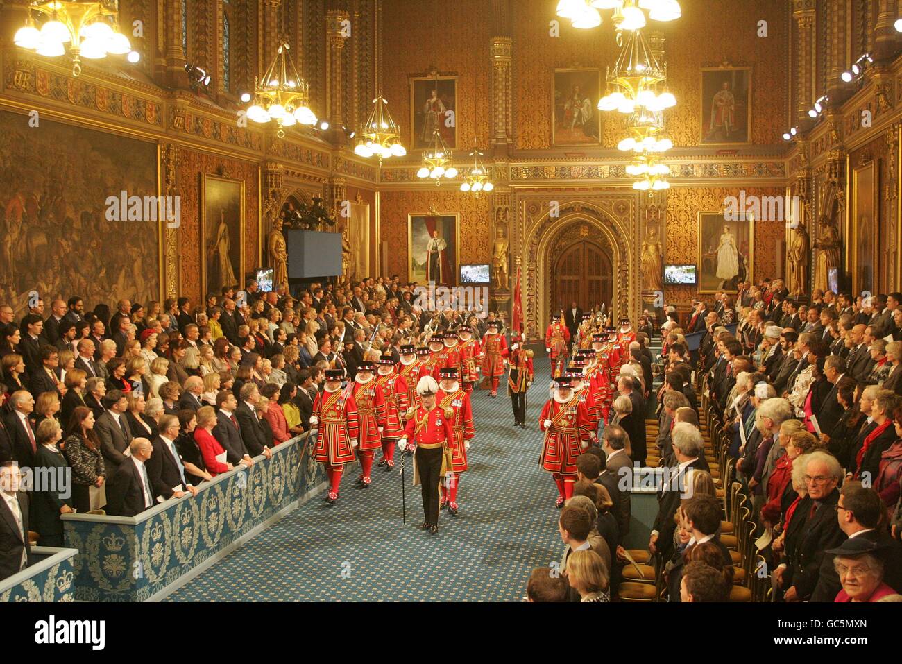 The ceremonial procession through the Royal Gallery as Queen Elizabeth ...