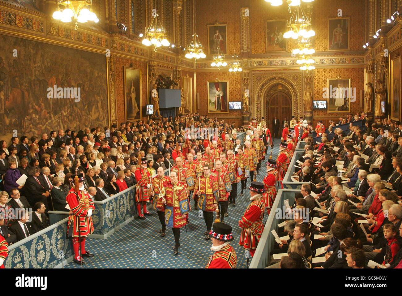 The ceremonial procession through the Royal Gallery as Queen Elizabeth ...
