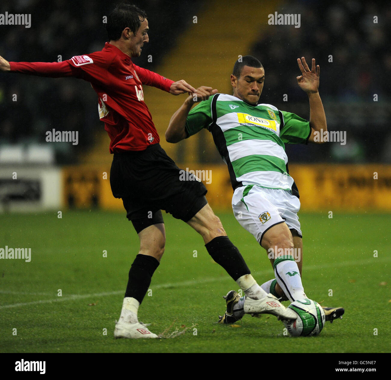 Charlton Athletic's Dave Mooney challenges Yeovil Town's Steven Caulker ...