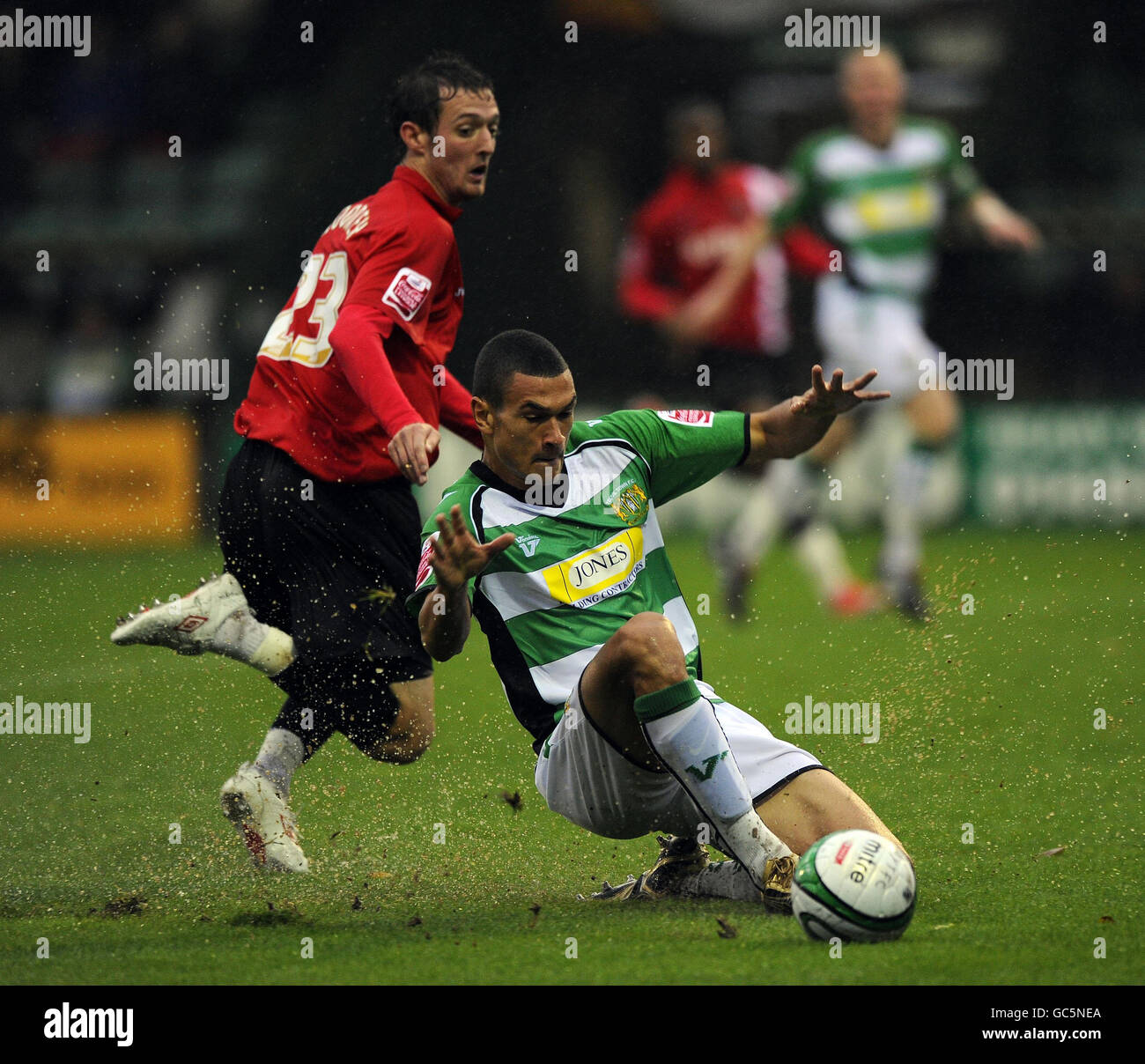 Charlton Athletic's Dave Mooney challenges Yeovil Town's Steven Caulker ...
