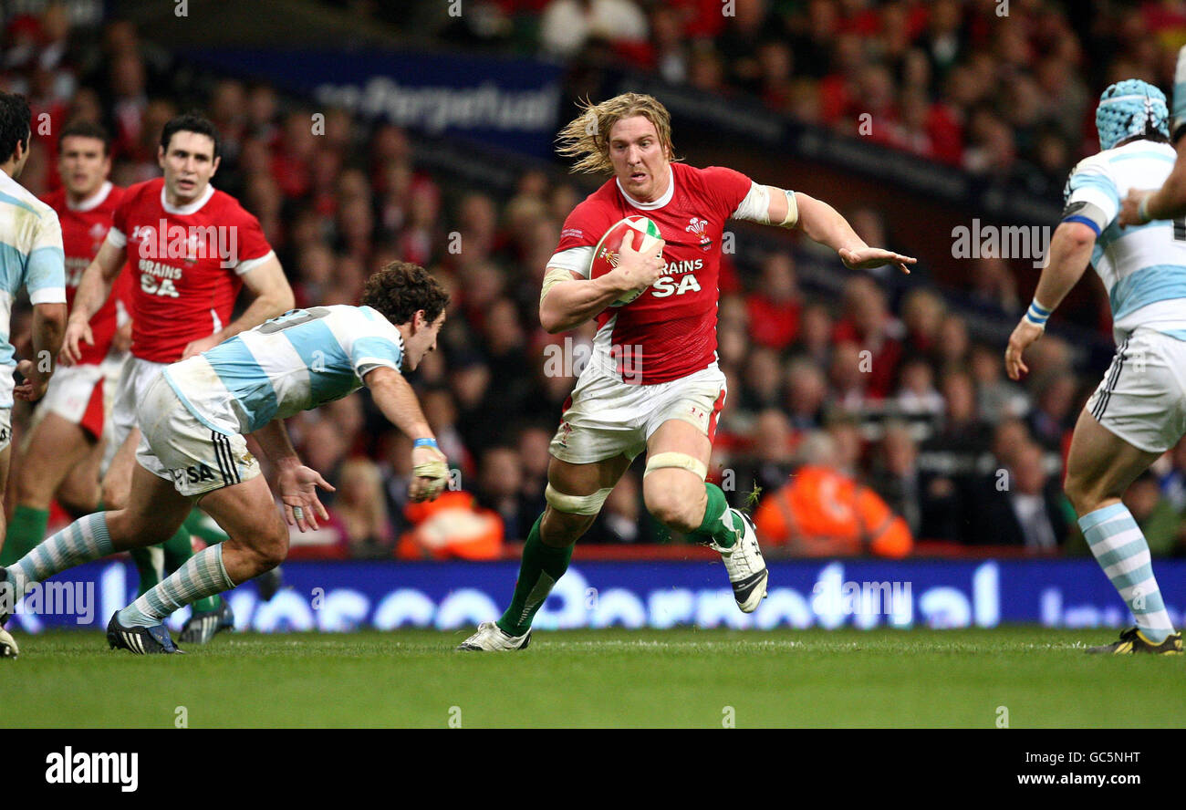Wales' Andy Powell tries to evade Argentina's Santiago Fernandez during ...