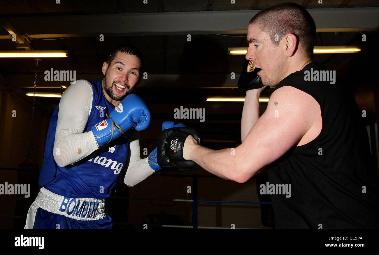 Boxer Tony Bellew (left) and his trainer Anthony Farnell during a media ...